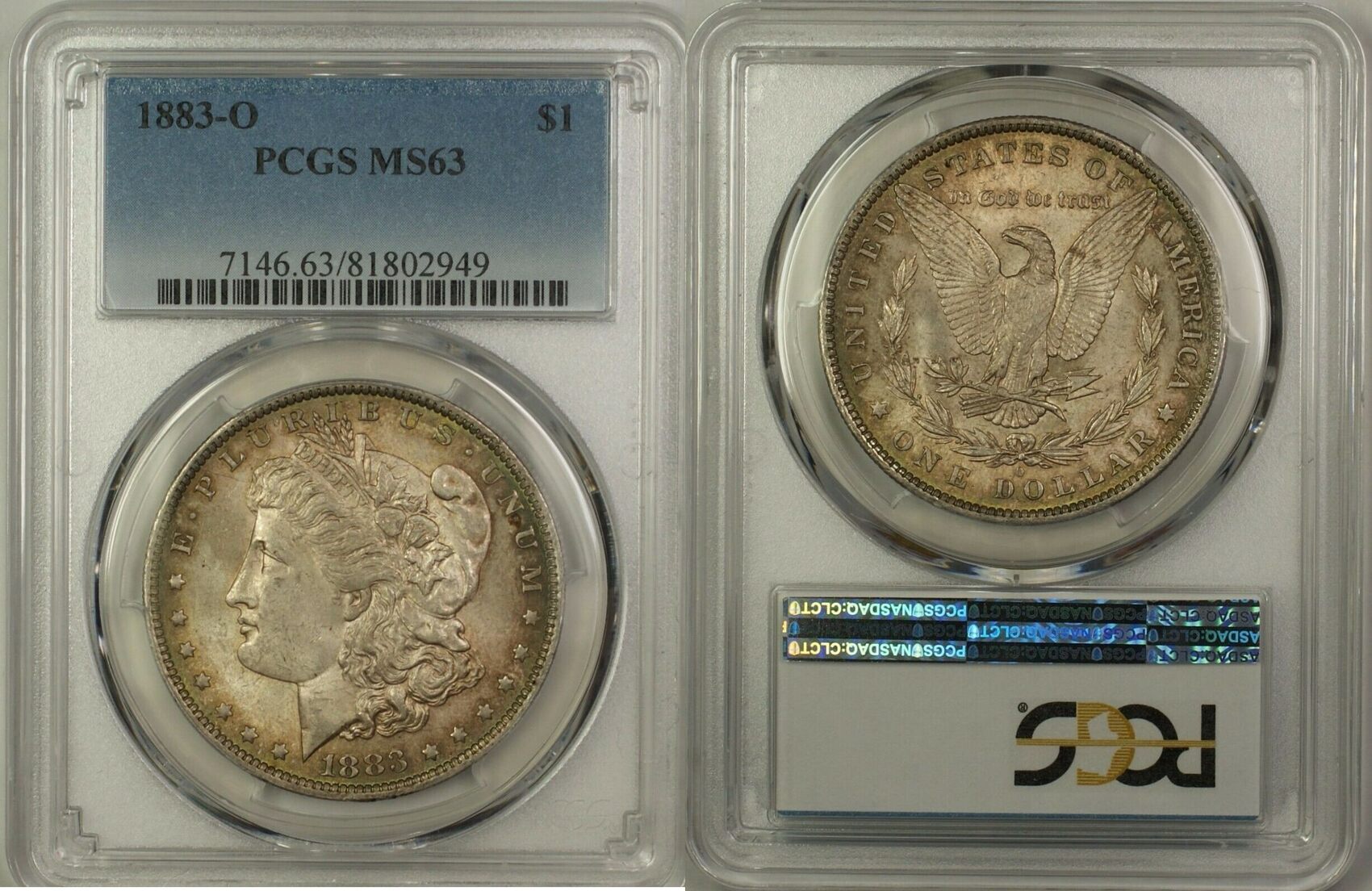USA $1 Coin 1883-O Morgan Silver Dollar PCGS MS-63 Toned (14a) | MA-Shops