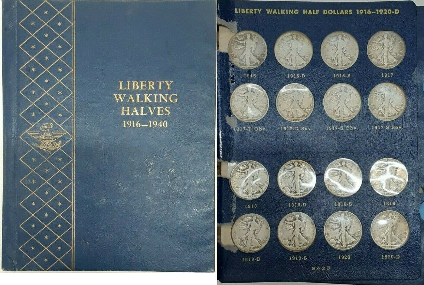 USA Complete Collection/Walking Liberty Half Dollars 1916-47 PDS in Whitman Albums Average ...