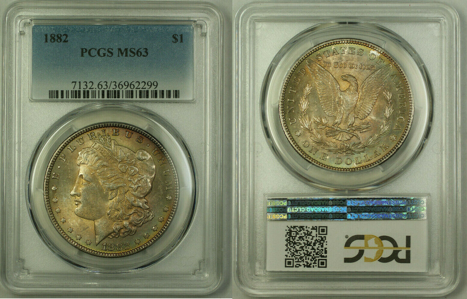 USA $1 Coin 1882 Morgan Silver Dollar PCGS MS-63 Toned (20) | MA-Shops