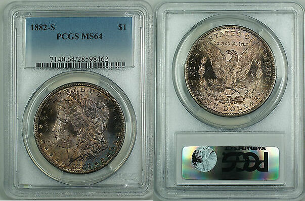 USA Dollar 1882-S Morgan Silver $1 PCGS MS-64 *Nicely Toned* JS PCGS MS-64, Lustrous, Toned, and ...