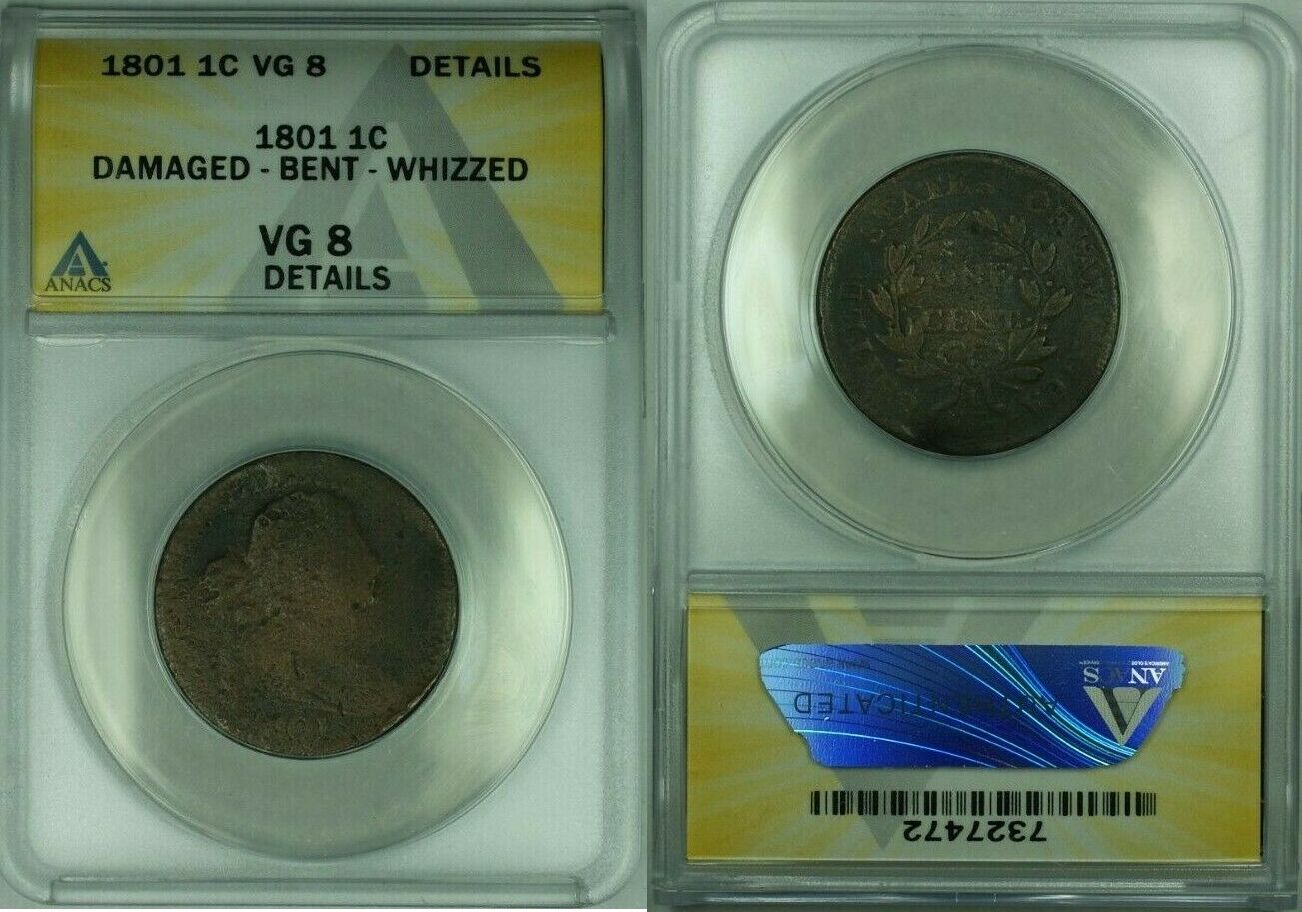 US CoinsLarge CentsDraped Bust (1796-1807) 1801 Draped Bust Large Cent ...