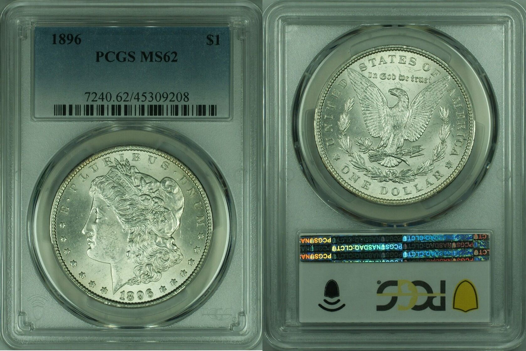 USA Dollar 1896 Morgan Silver Coin $1 PCGS MS-62 Better Coin (40B) PCGS MS-62 -- In our opinion ...