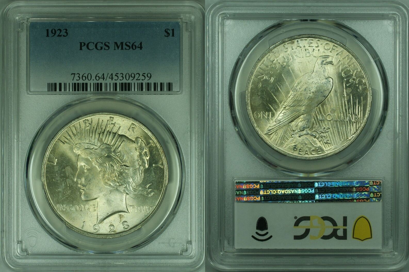 USA 1923 Peace Silver Dollar S$1 PCGS MS-64 (40F) | MA-Shops