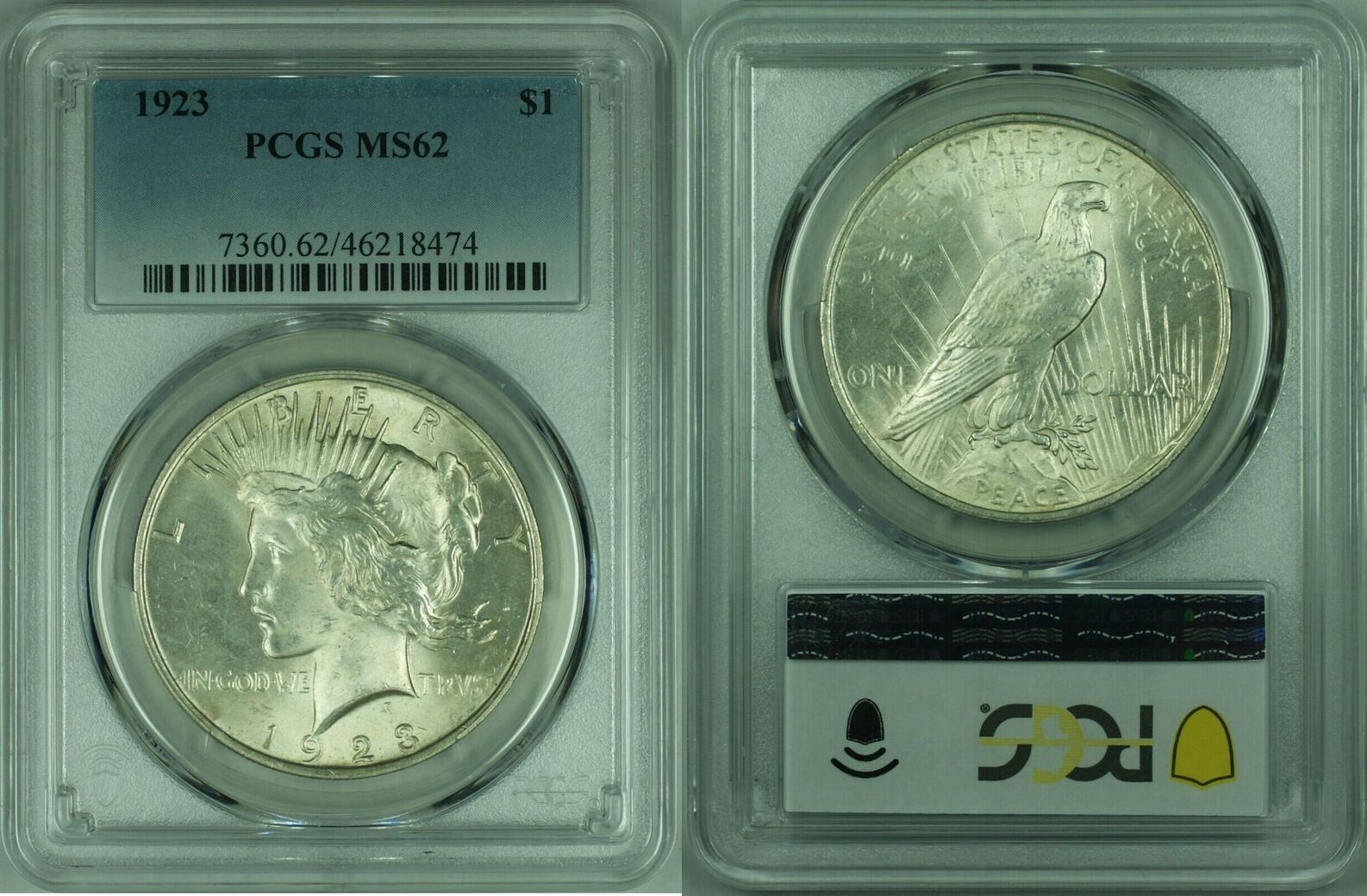 USA Dollar 1923 Peace Silver S$1 PCGS MS-62 Better Coin (25B) PCGS MS-62; In our opinion this ...