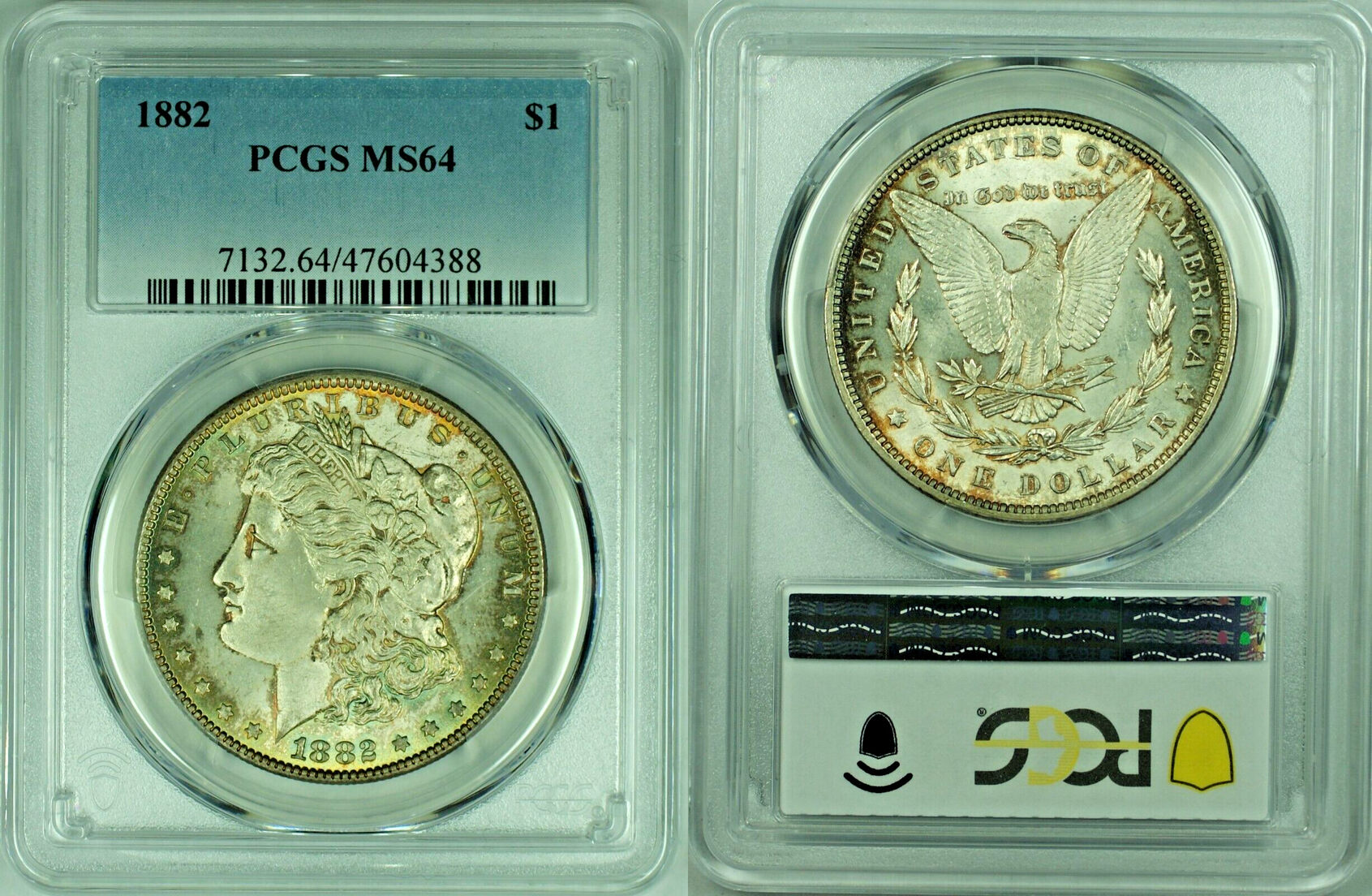 USA Dollar 1882 Morgan Silver Toned PCGS MS 64 47 | MA-Shops
