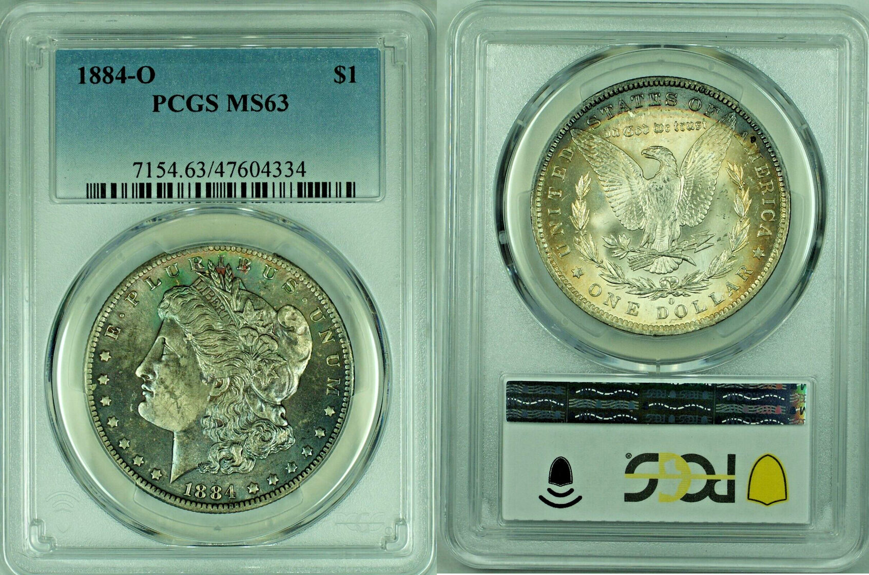 USA Dollar 1884-O Morgan Silver Toned PCGS MS 63 A 47 | MA-Shops