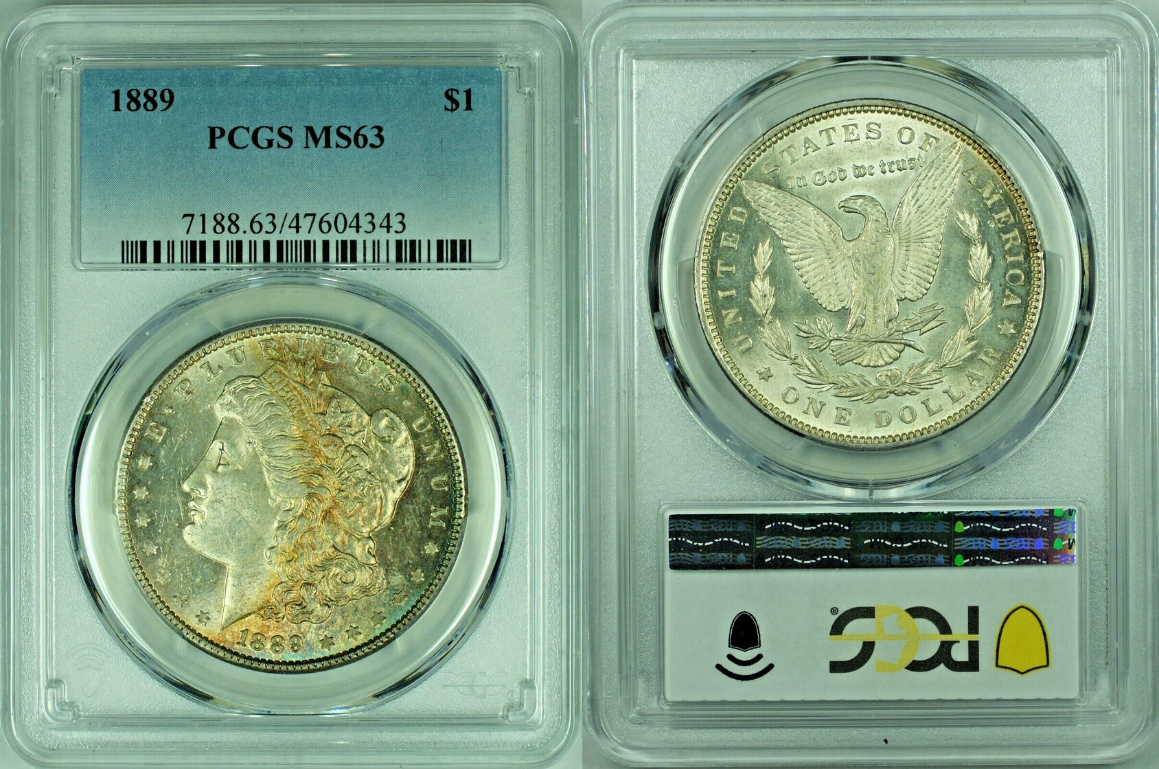 USA Dollar 1889 Morgan Silver Toned PCGS MS 63 47 | MA-Shops