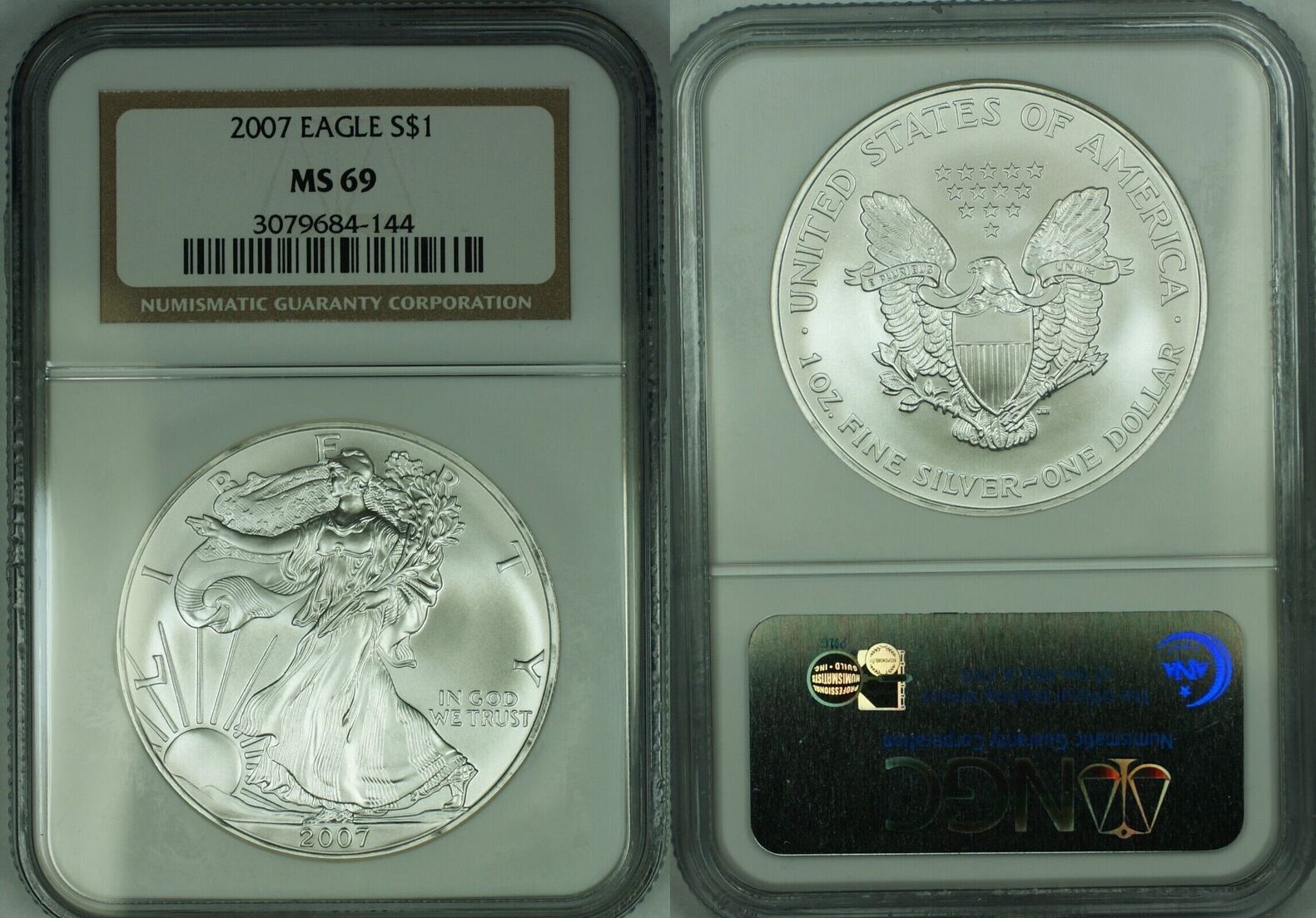 $1 Coin 2007 American Silver Eagle ASE NGC MS-69 (49) | MA-Shops