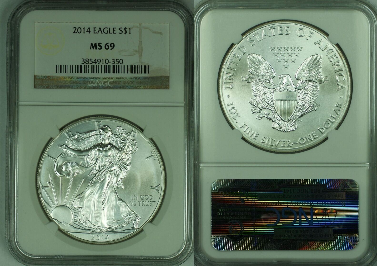 USA $1 Coin 2014 American Silver Eagle ASE NGC MS-69 (49) | MA-Shops