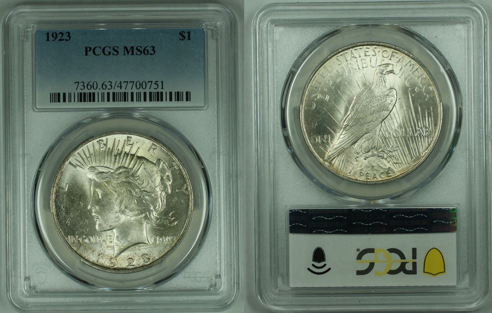 US CoinsDollarsPeace (1921-35) 1923 Peace Silver $1 Dollar Coin PCGS MS ...