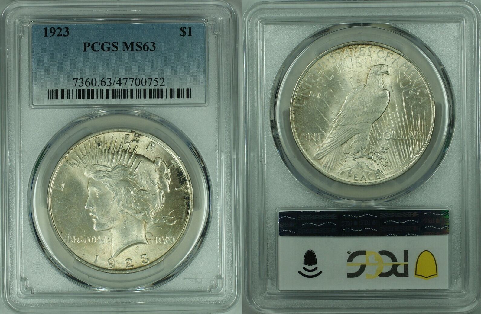 USA 1 Dollar 1923 Peace Silver $ Coin PCGS MS 63 (17) C | MA-Shops