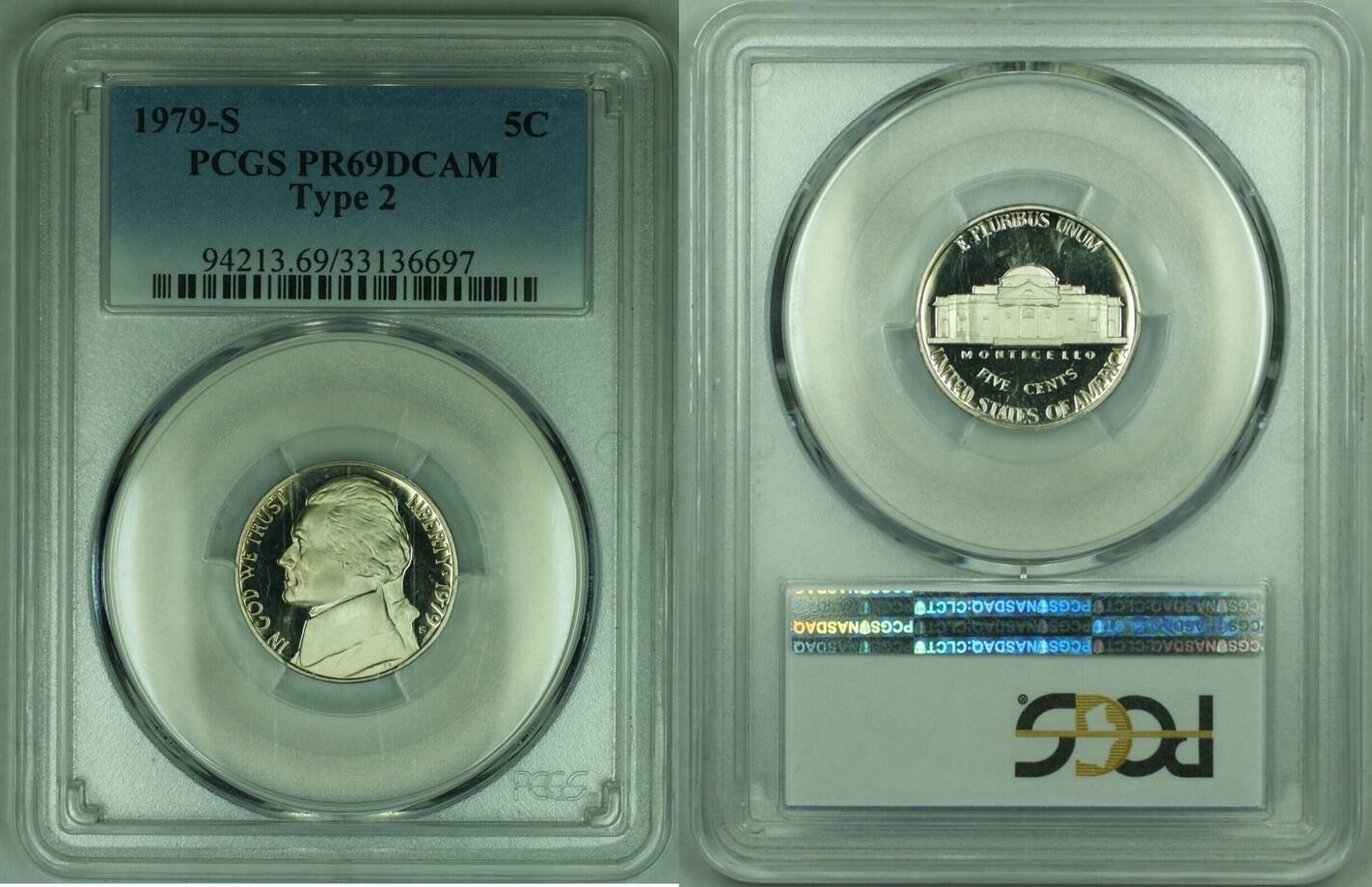 USA Jefferson Nickel 1979-S Proof 5C Type 2 PCGS PR 69 Deep Cameo | MA-Shops