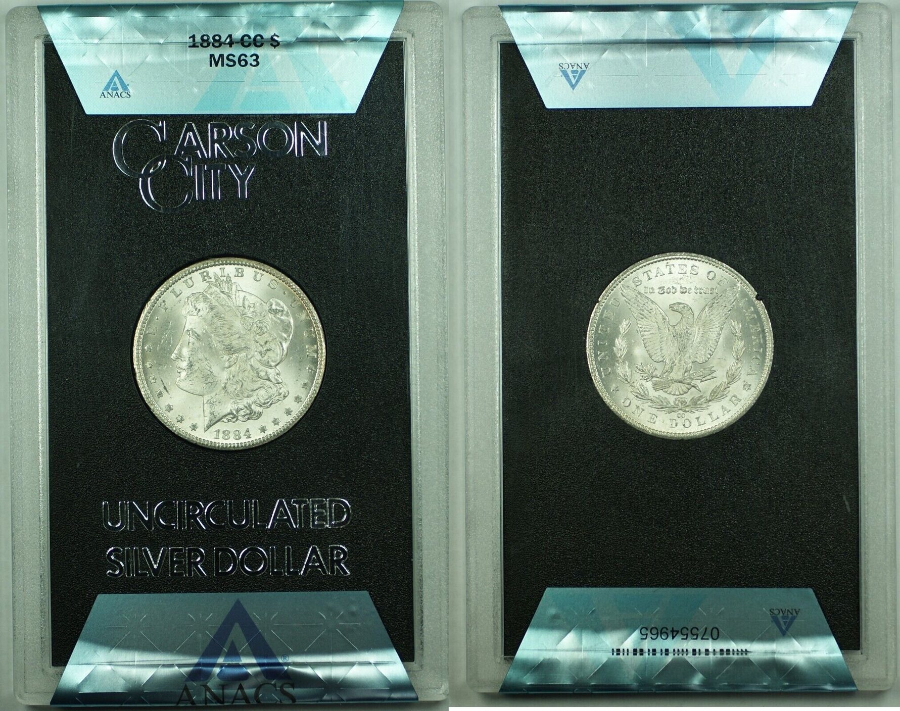 USA 1 Dollar 1884-CC GSA Morgan Silver $ Coin ANACS MS 63 (14) D | MA-Shops