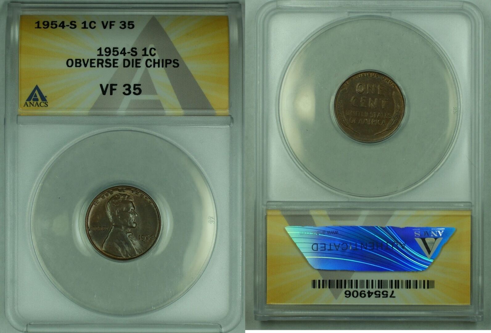 US CoinsSmall CentsLincoln Wheat (1909-1958) 1954-S Lincoln Wheat Cent ...