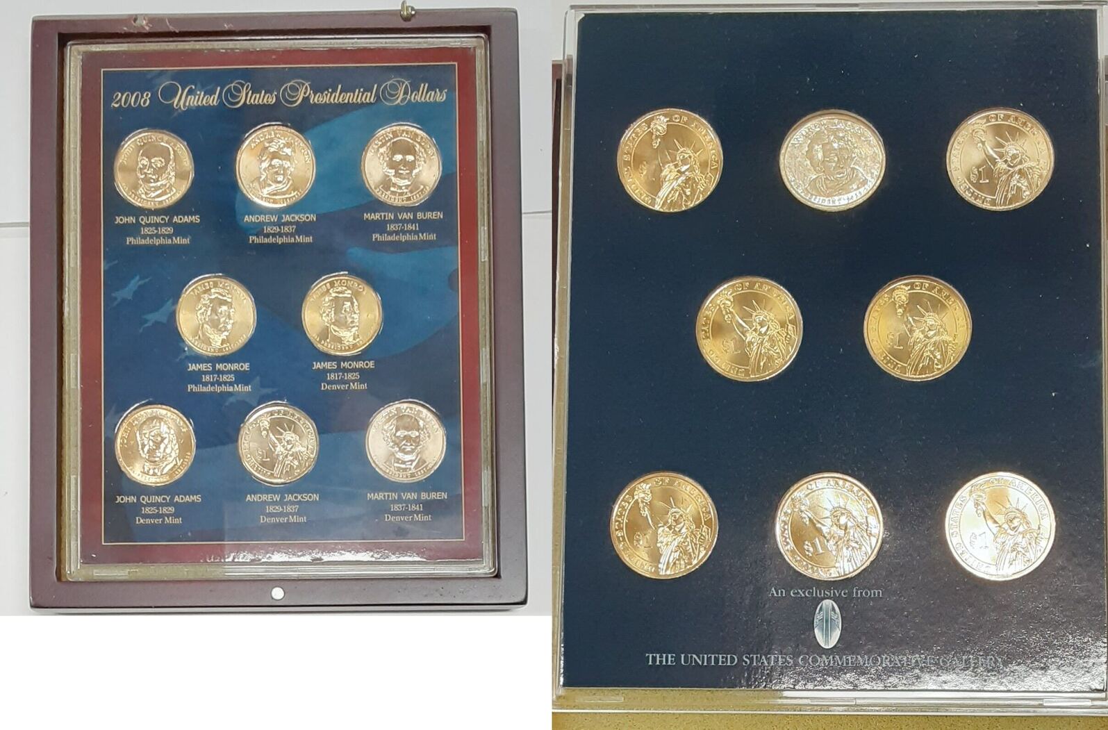 USA 2008 U S Presidential Dollar 8 Coin Set Uncirculated P & D in Case ...