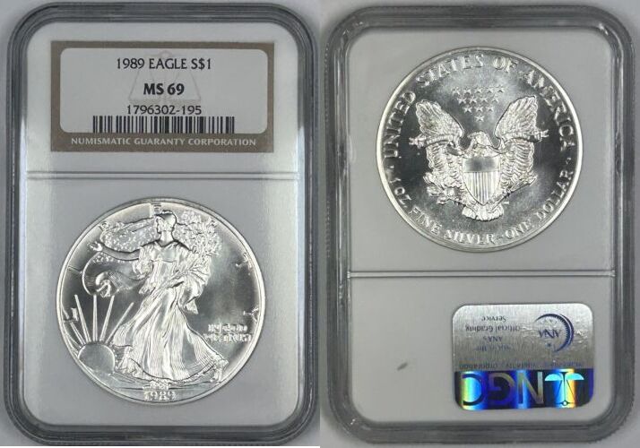 USA $1 Eagle 1989 American Silver NGC MS 69 (X) | MA-Shops