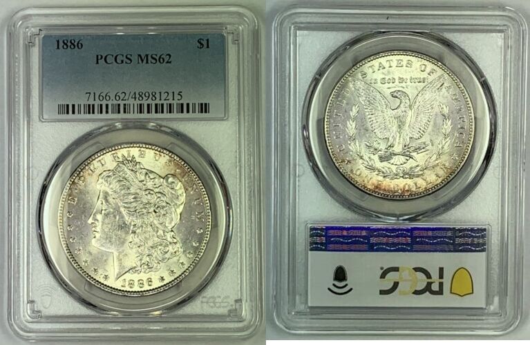 USA 1 Dollar 1886 Morgan Silver $ Coin PCGS MS 62 Looks Better (7) | MA-Shops