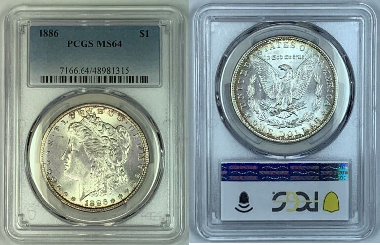 USA 1 Dollar 1886 Morgan Silver $ Coin PCGS MS 64 (7) A | MA-Shops