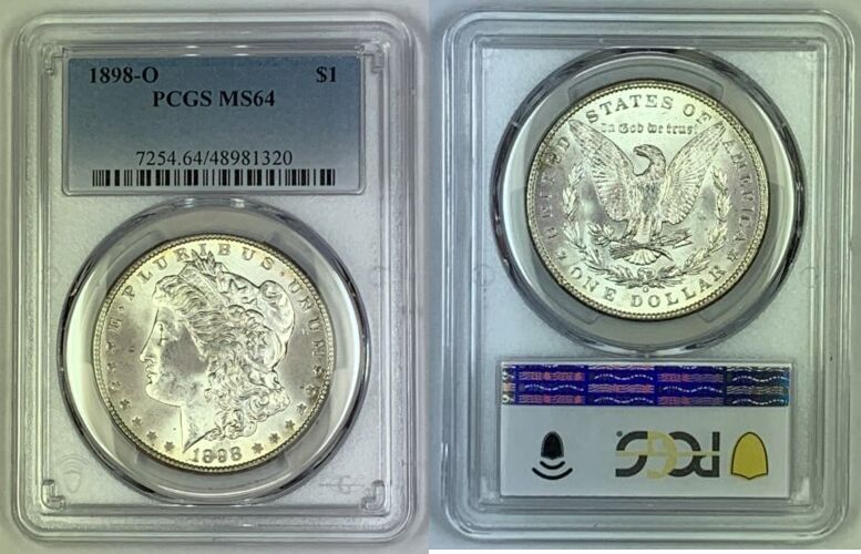 USA 1 Dollar 1898-O Morgan Silver $ Coin PCGS MS 64 (9) | MA-Shops