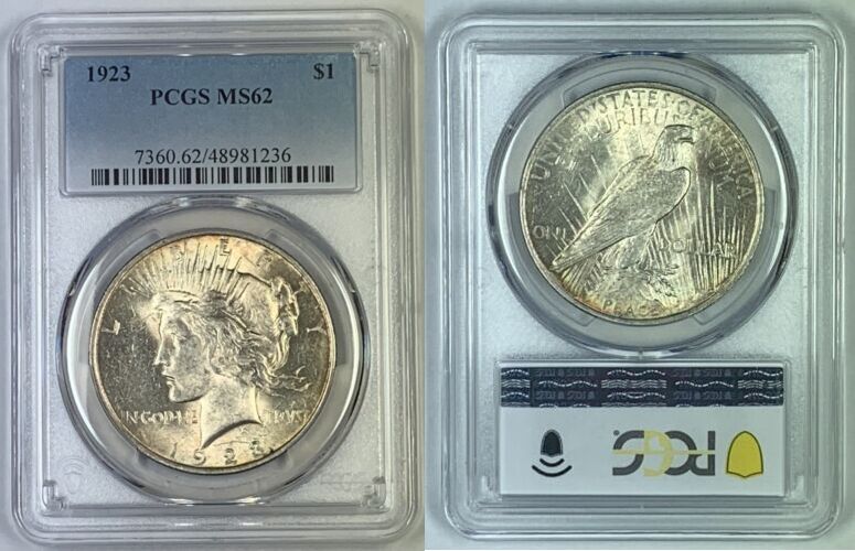 USA 1 Dollar 1923 Peace Silver $ Coin PCGS MS 62 (6) A | MA-Shops