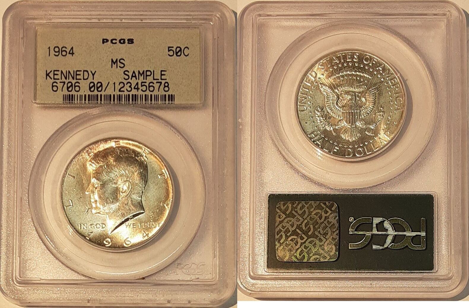 USA Half Dollar 1964 Kennedy in PCGS MS Sample Holder - See Photos MS ...