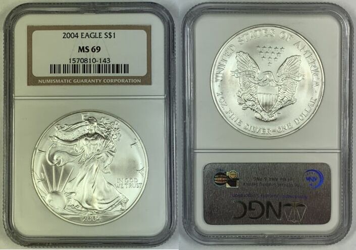 USA $1 Eagle 2004 American Silver Coin NGC MS 69 (5) | MA-Shops