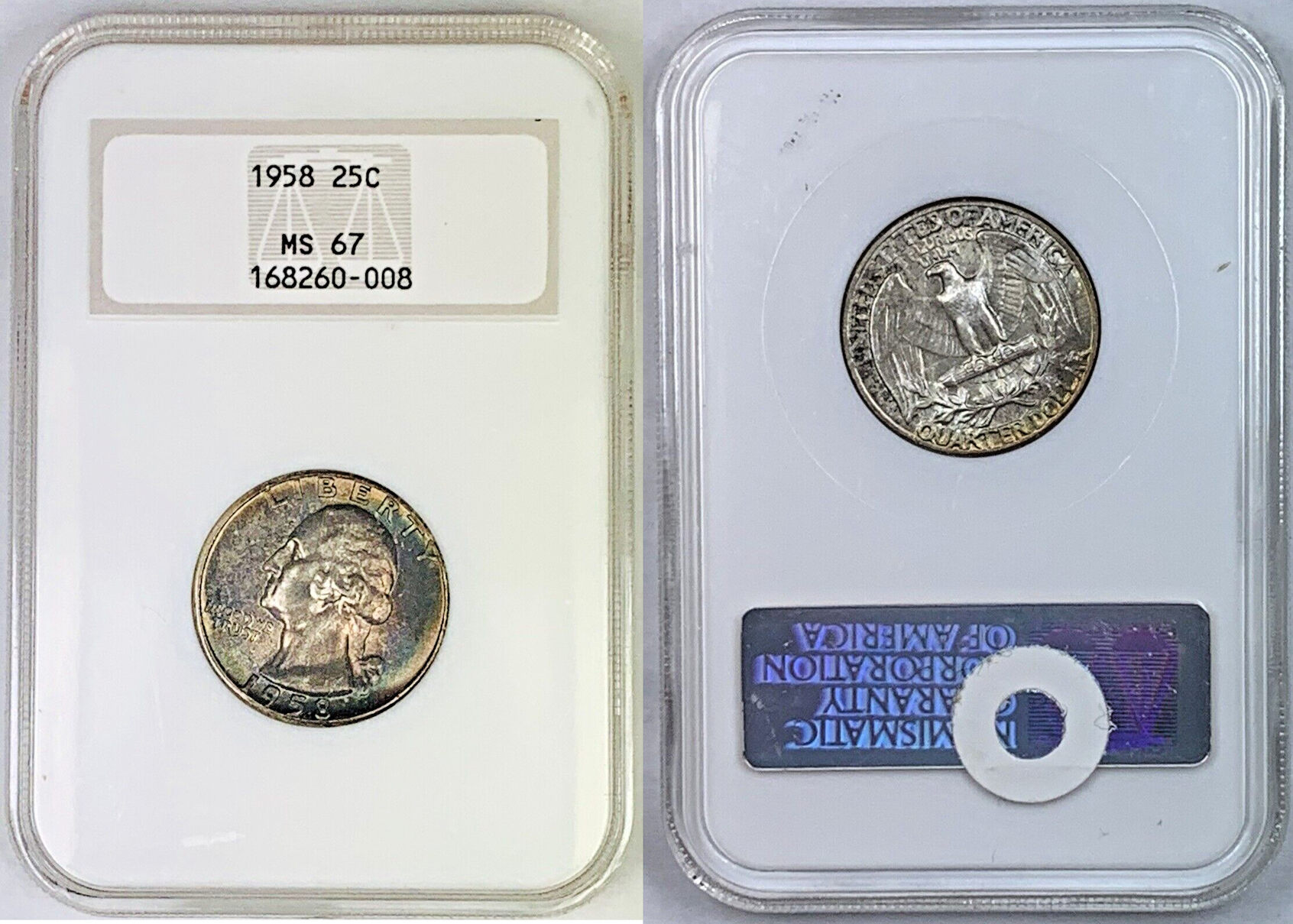 USA Quarter 1958 Washington Silver Toned NGC Fatty MS 67 (48) | MA-Shops
