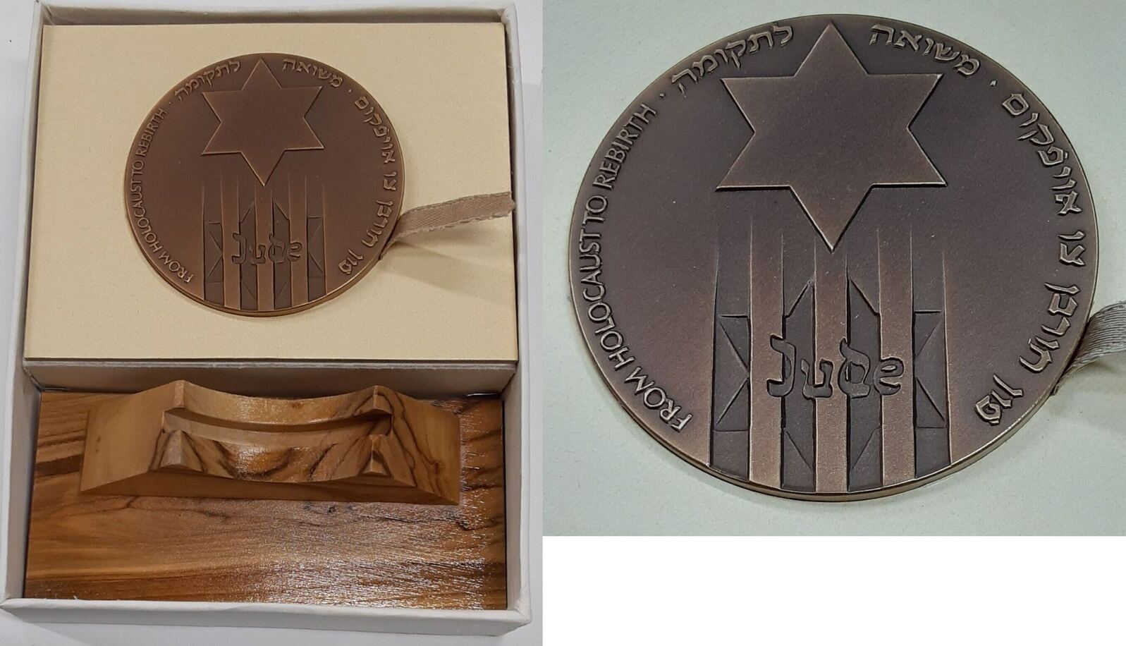 Exonumia Bronze 1981 Israel Holocaust Survivors 60MM Medal in Box w ...