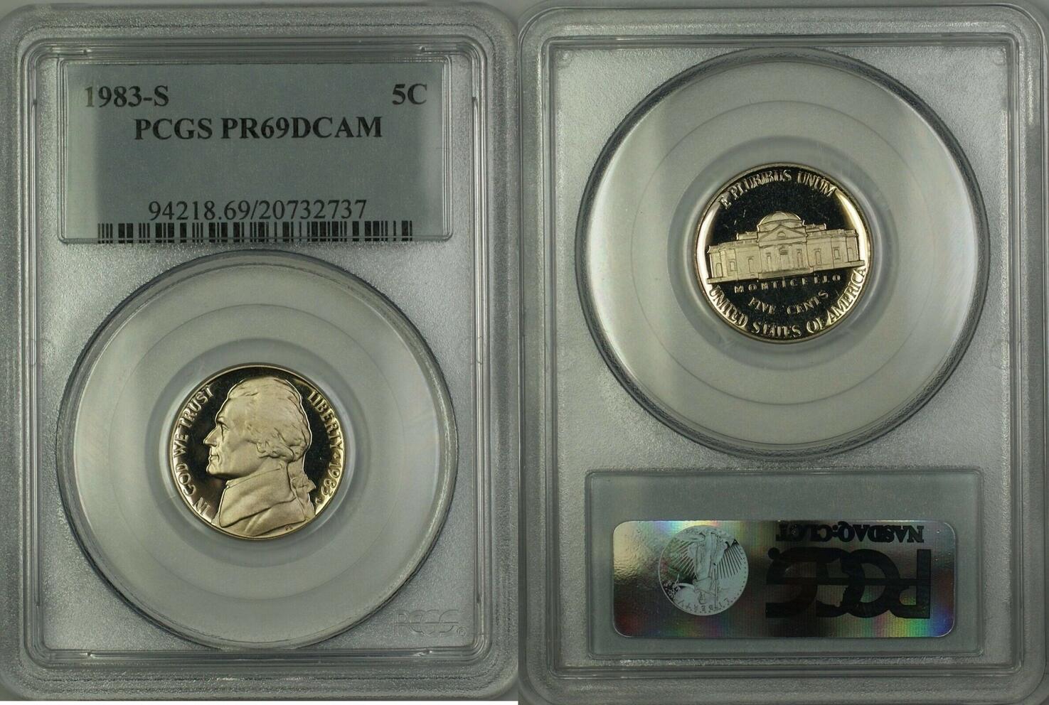 Jefferson Nickel 1983-S Proof 5c Coin PCGS PR-69 Deep Cameo | MA-Shops