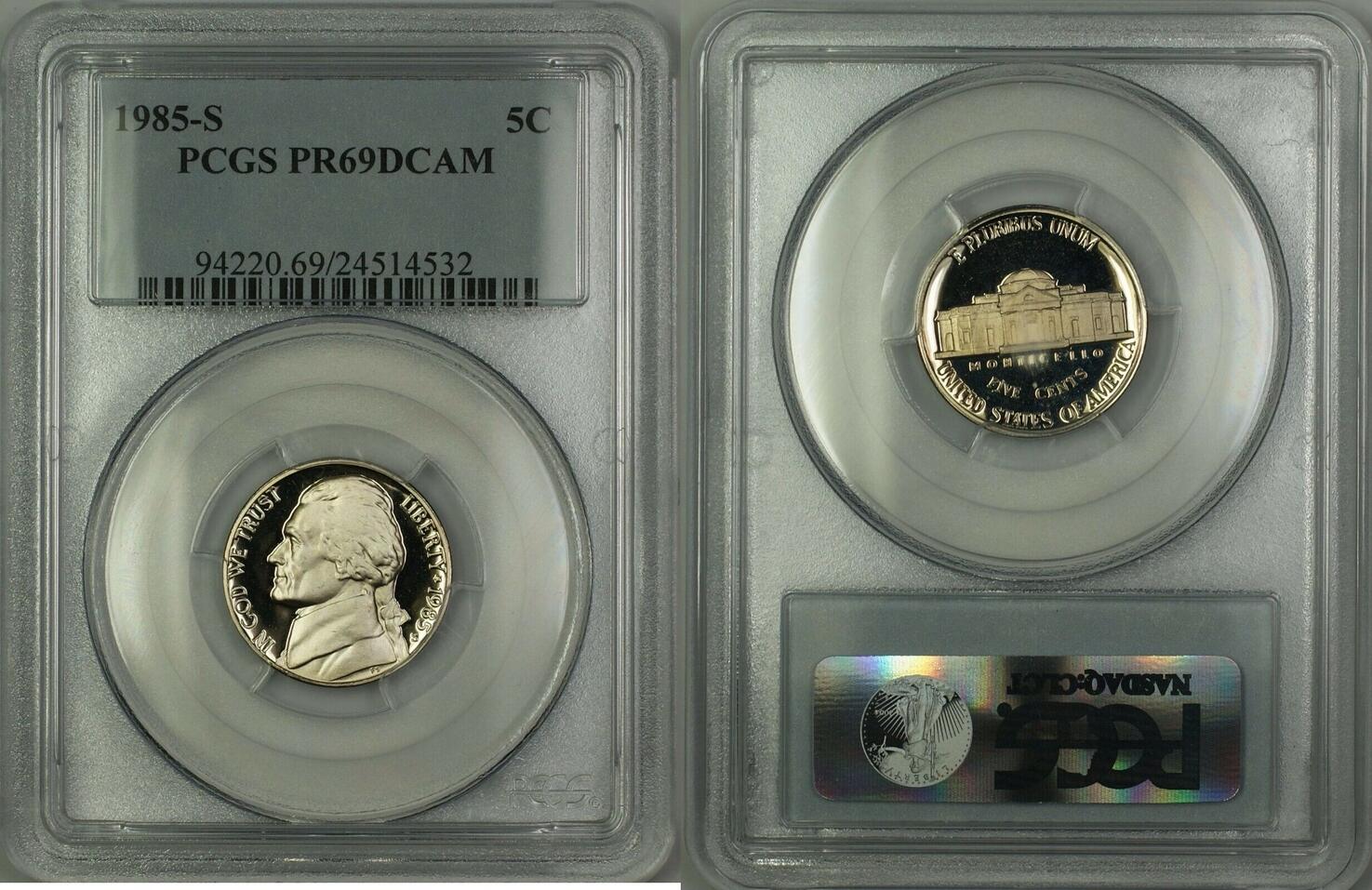 USA Jefferson Nickel 1985-S Proof 5c Coin PCGS PR-69 Deep Cameo | MA-Shops