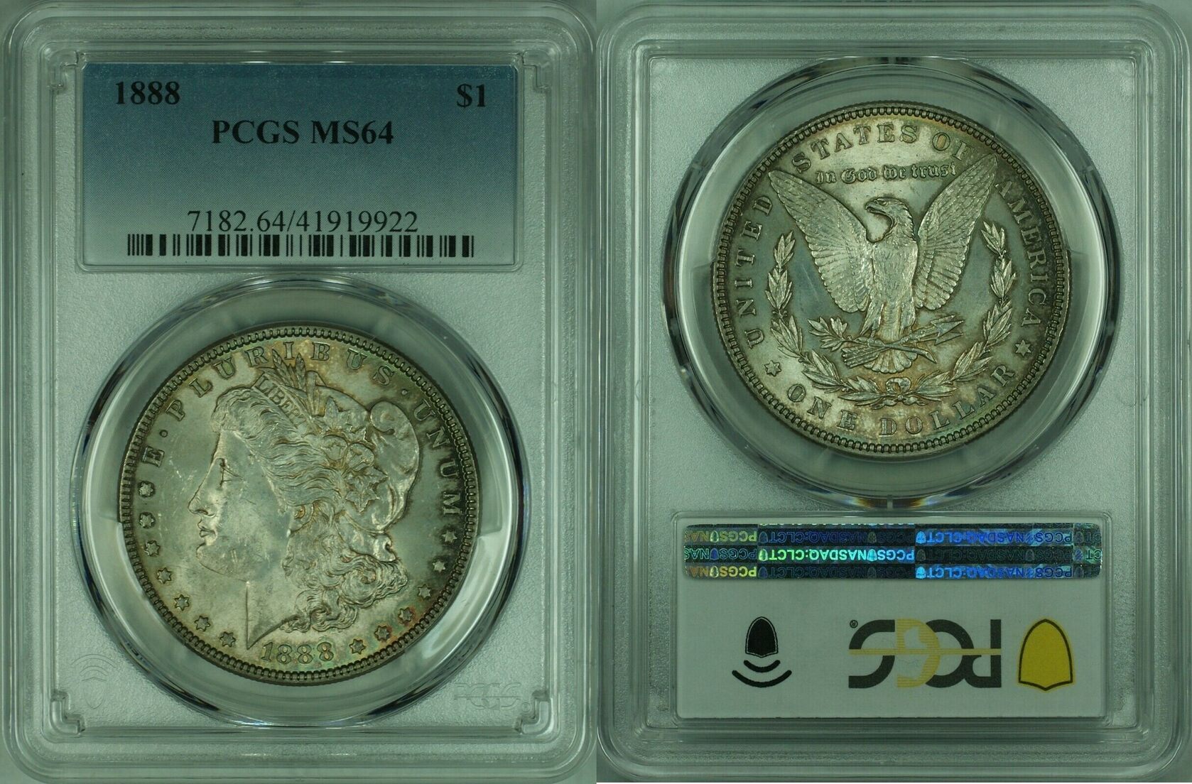 USA Dollar 1888 Morgan Silver S$1 PCGS MS-64 Toned (35) | MA-Shops