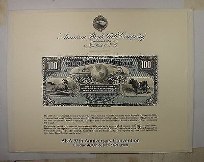 US Paper MoneyReplicas & Reproductions ABNCo Souvenir Card ANA 1988 ...