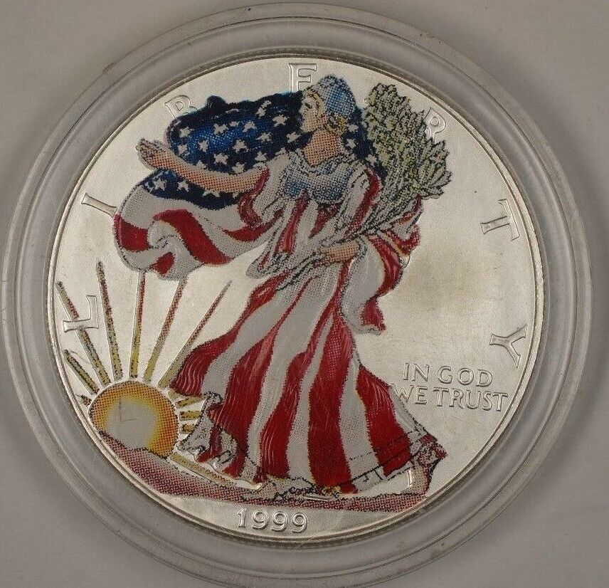 USA 1999 American Silver Eagle (ASE) Colorized Obverse Coin UNC/May ...