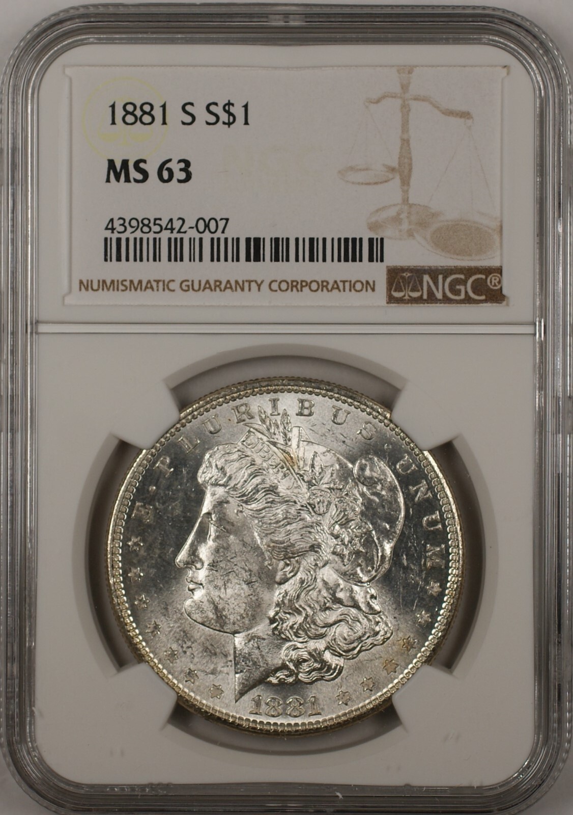 US CoinsDollarsMorgan (1878-1921) 1881-S $1 Morgan Silver Dollar Coin ...