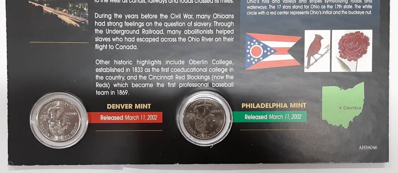 US CoinsQuartersState Quarters (1999-2008) (2) 2002 Ohio Colorized ...