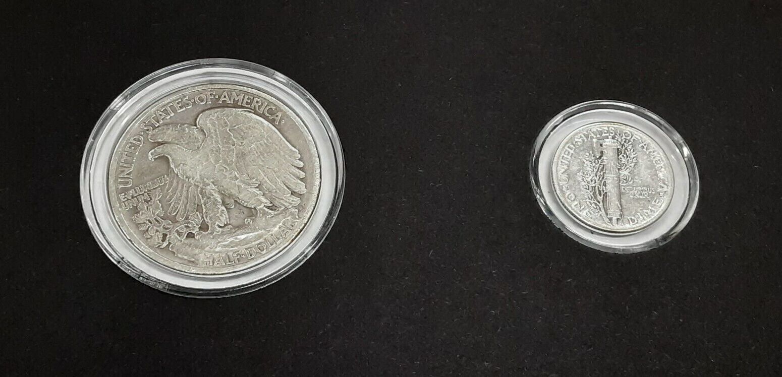 USA 1942 America's Most Beautiful Silver Coins, Dime & Half Dollar in ...