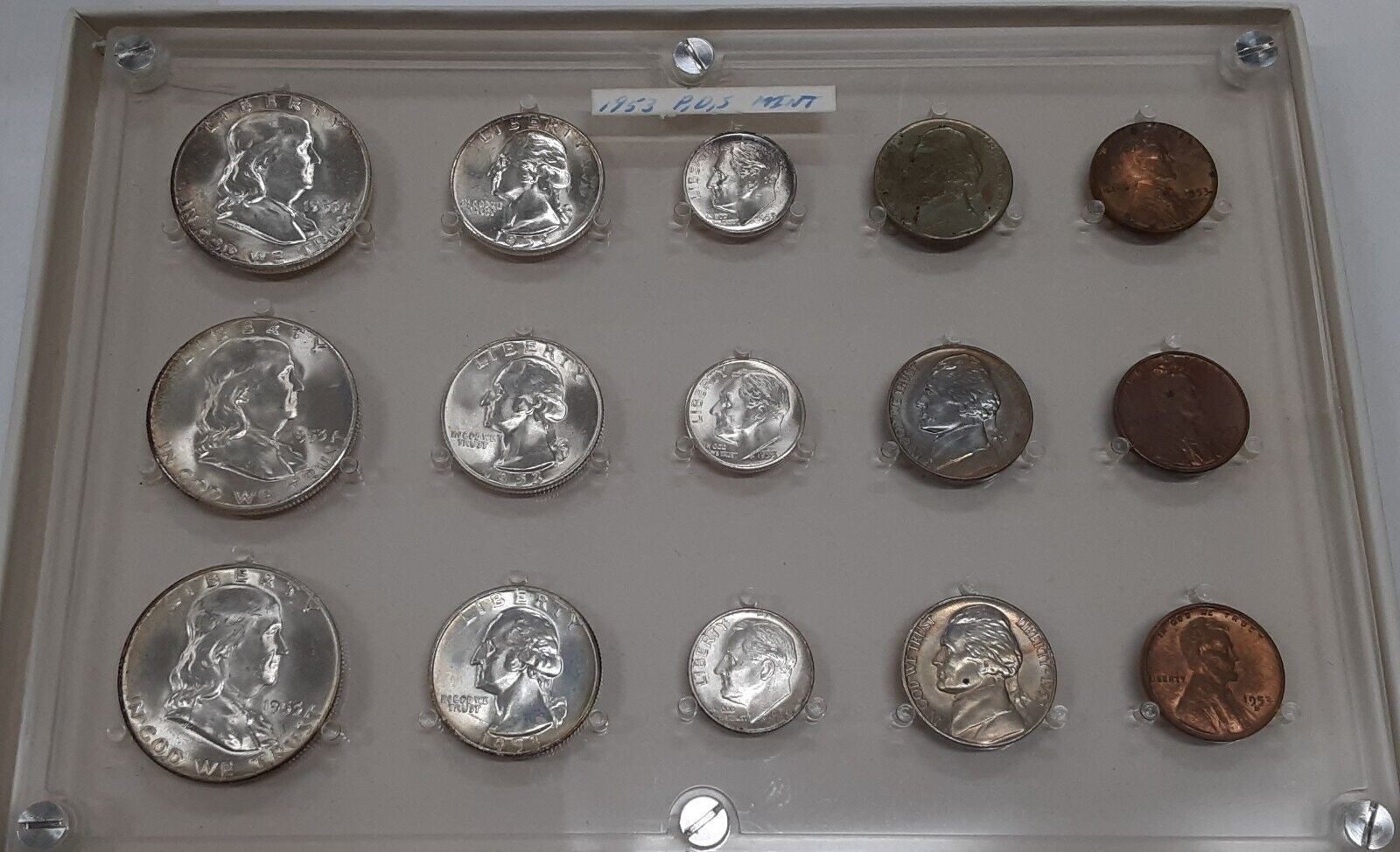 USA 1953 PD&S UNC Set in Seitz Holder - Uncirculated w/Spots 15 Coins ...