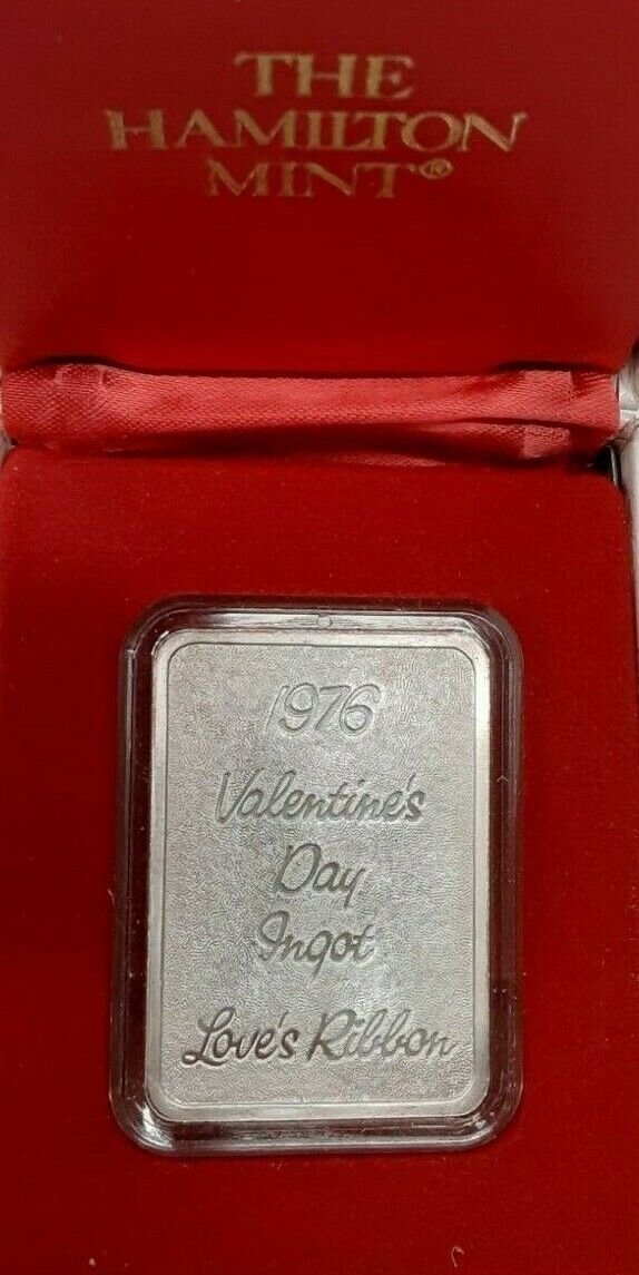 Bullion 1976 Hamilton Mint Valentines Day 1 Troy Oz .999 Fine Silver ...