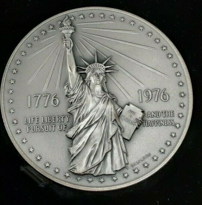 Exonumia 1976 Statue of Liberty Large 75mm Silver Bicentennial Medal ...