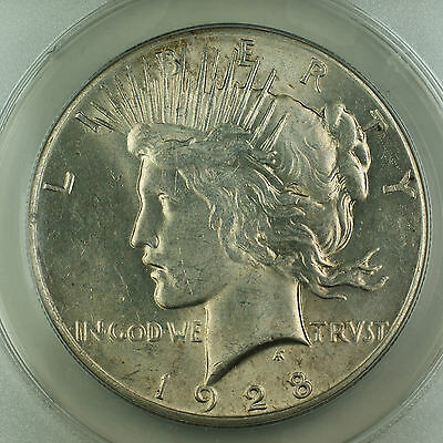 USA Dollar 1928 Peace Silver Coin $1 ANACS AU-58 Details Lightly Scratched GK ANACS AU-58 ...