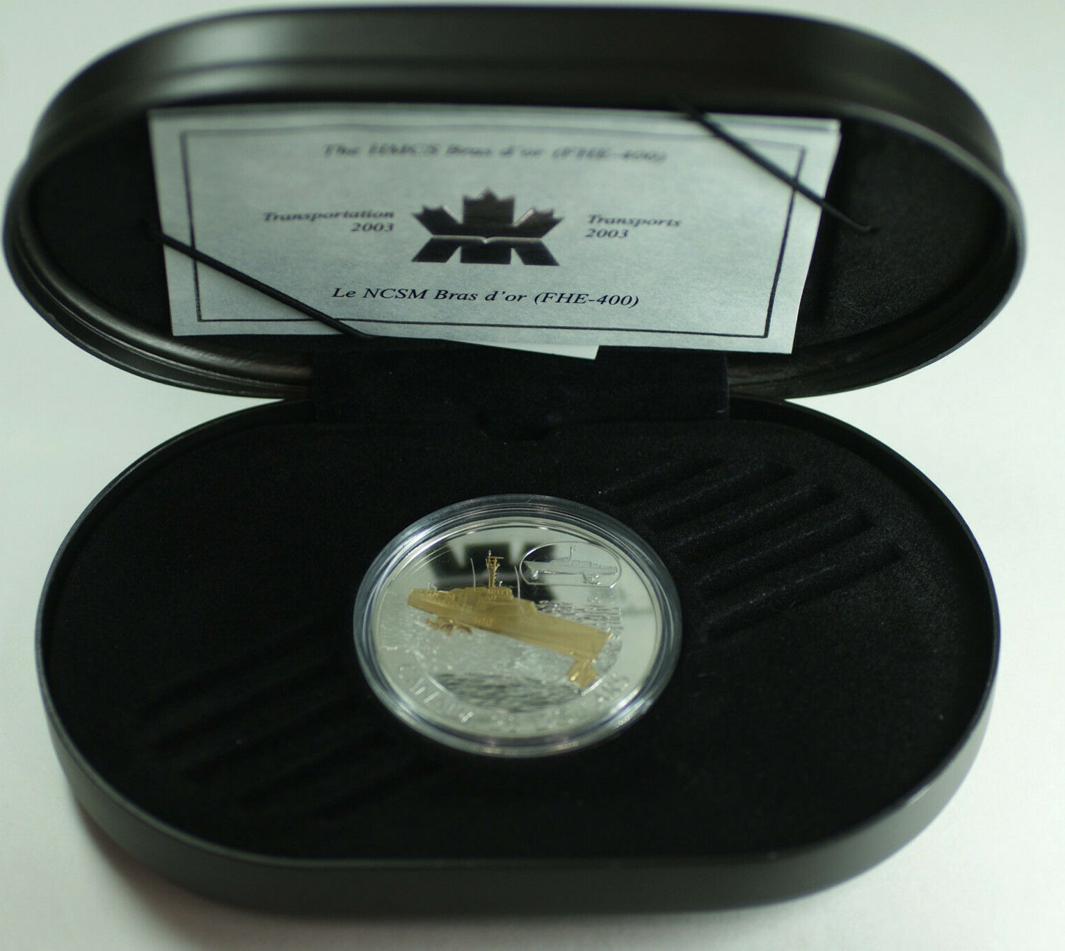 Kanada $20 Silver 2003 Canada HMCS Bras d'or FHE-400 Ship Proof Coin w ...