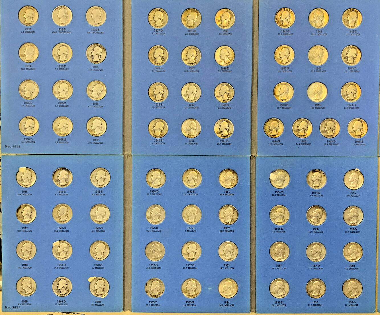 USA Quarter 1932-1959 Washington Silver Set, 2 Complete Whitman Coin ...