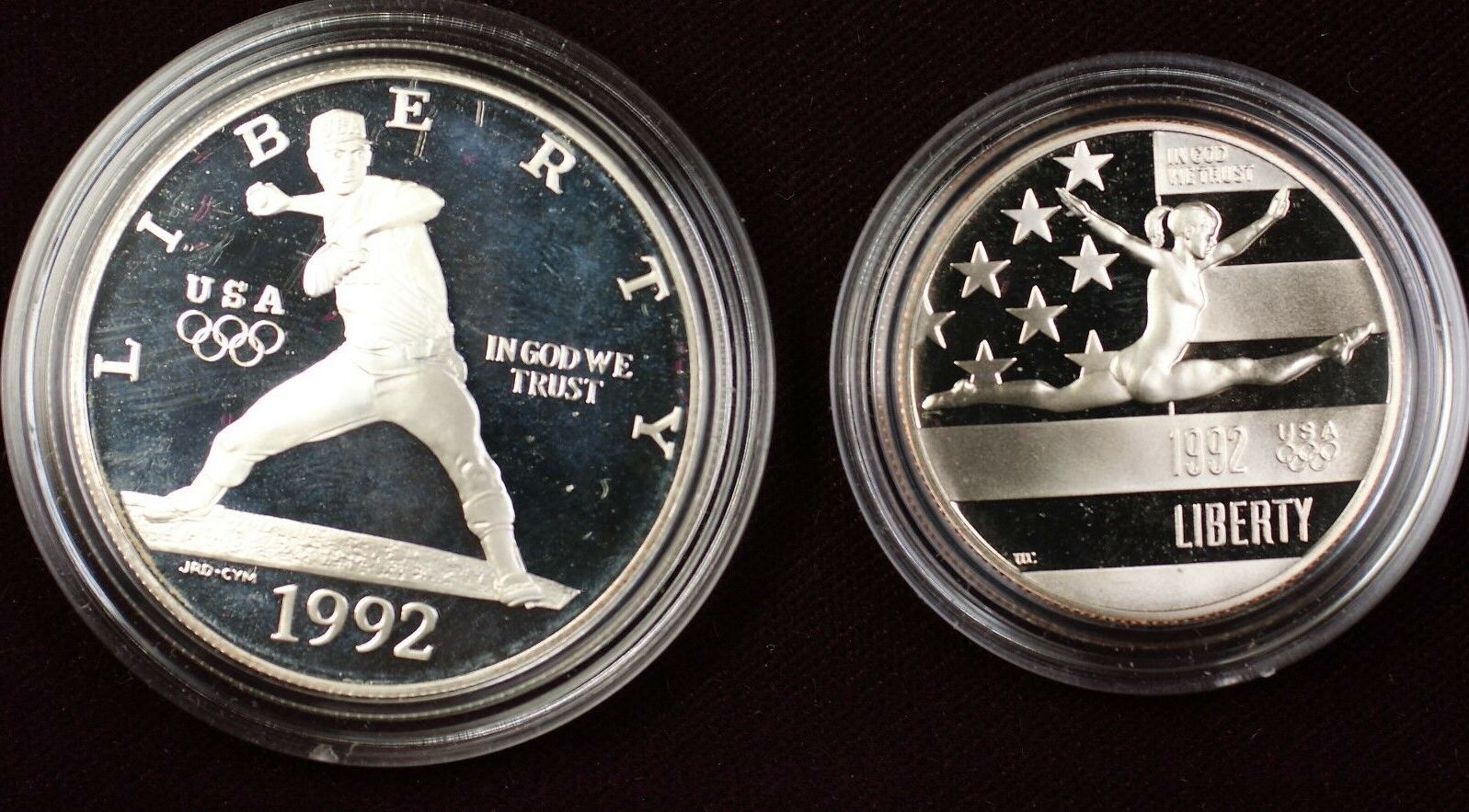 Dollar 1992-S USA Olympics Baseball Silver Coin & Gymnastics Half Dol ...