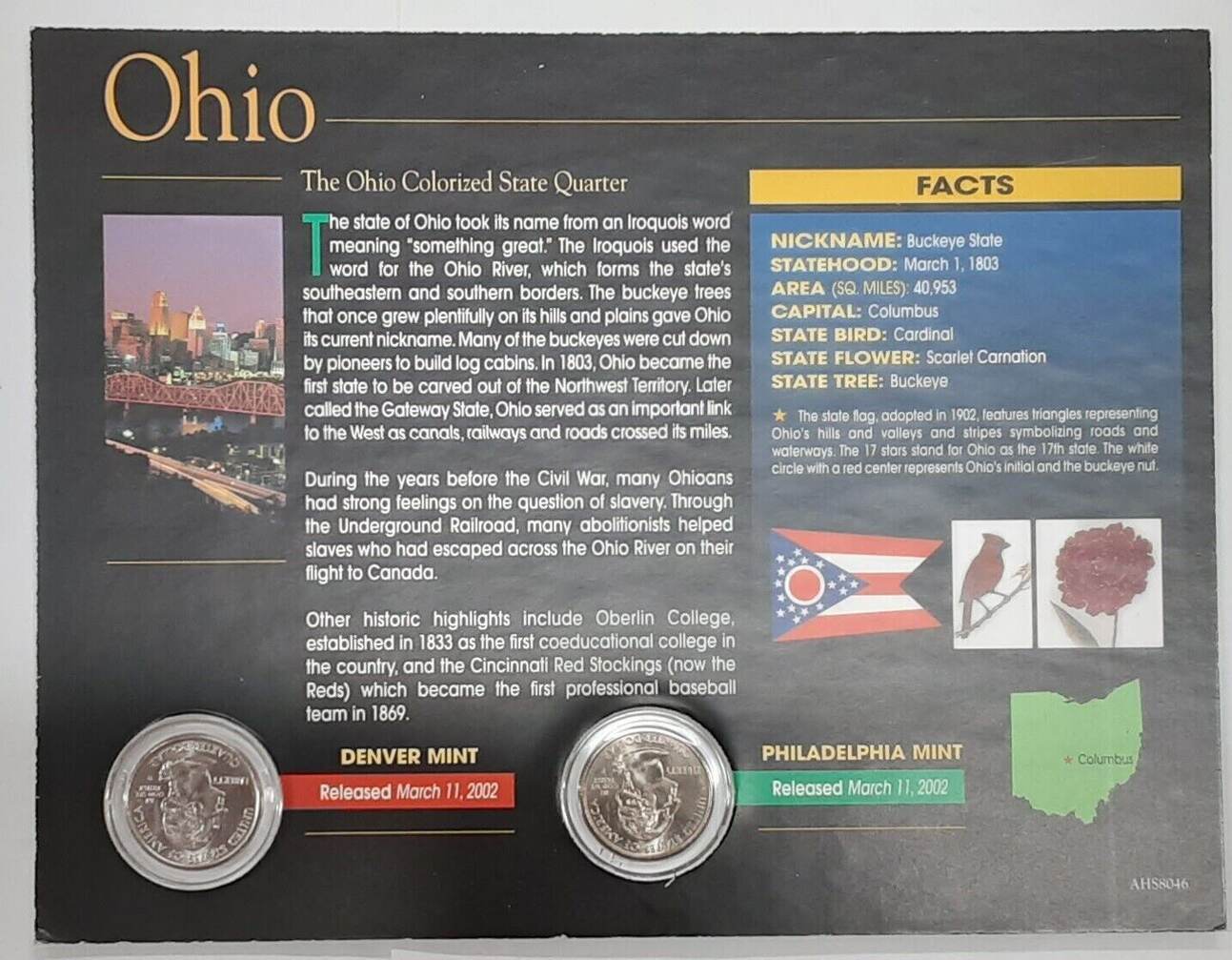 US CoinsQuartersState Quarters (1999-2008) (2) 2002 Ohio Colorized ...