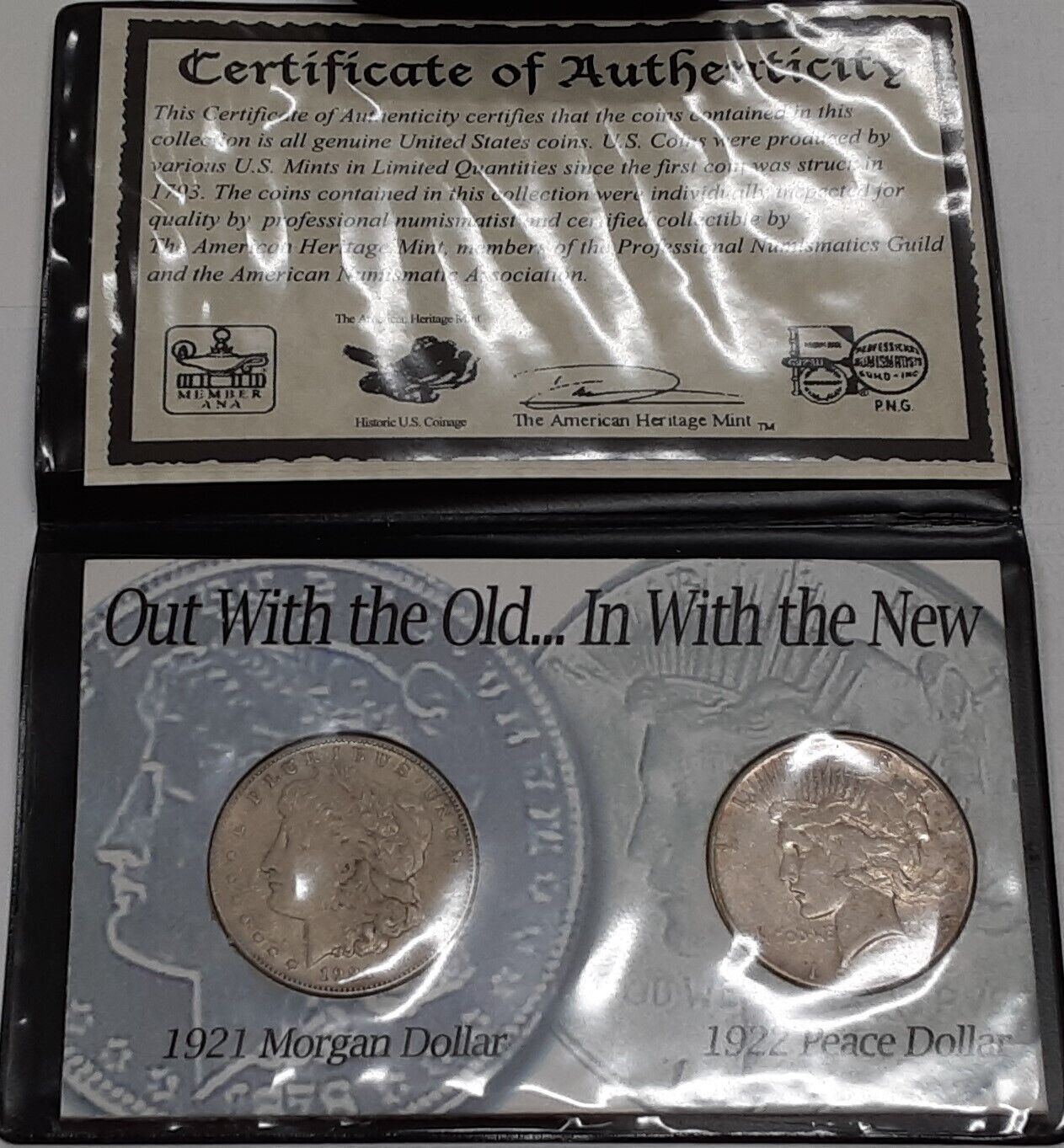 USA 1922 US Silver Set w/1921 Morgan & Peace Dollars Circ. in Info ...