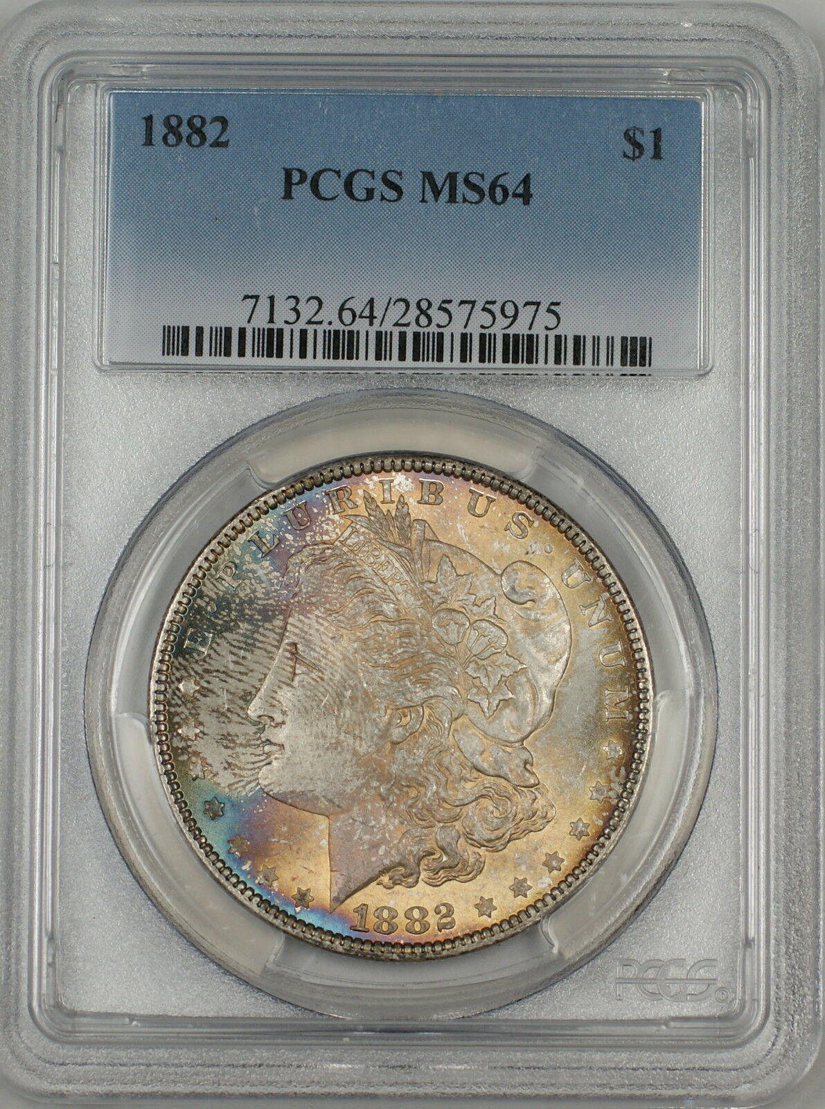 USA $1 Coin 1882 Morgan Silver Dollar PCGS MS-64 *Beautifully Toned* (Tc) PCGS MS-64 Beautiuflly ...