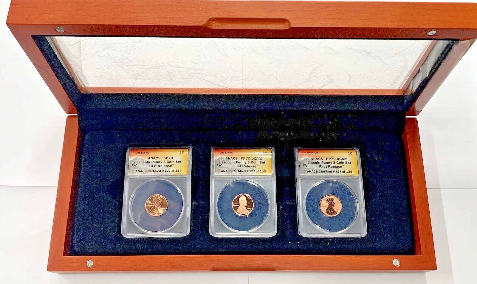 US Coins 2019-W Lincoln Shield 1C Penny-3 Coin Set-ANACS SP/PF 70 DCAM ...