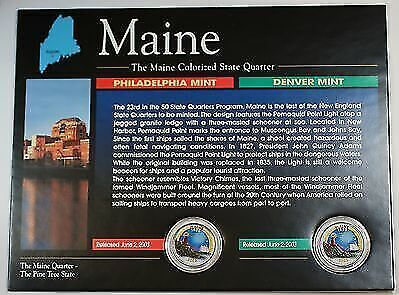 USA Quarter 2003 (2) Maine Colorized State P&D-BU Coin-w/Colorful ...