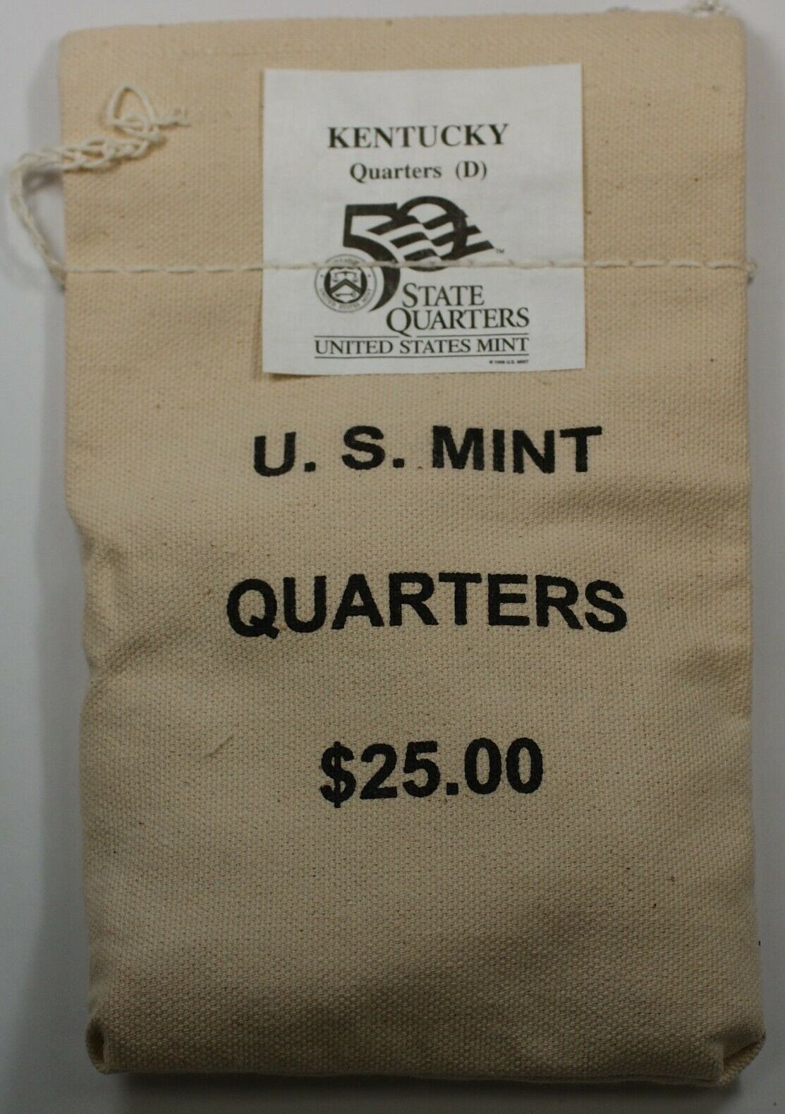 USA $25 US Mint Sewn BU 2001-P Kentucky State Quarters Bag in Original ...