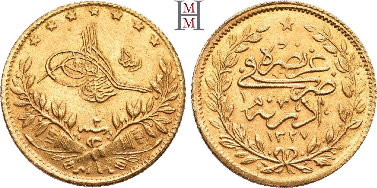 TÜRKEI 50 Kurush 1327 (1910) Muhammad V. (AH 1327-1336) 1909-1918 ...